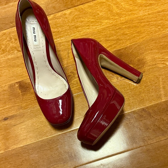 Miu Miu | Shoes | Miu Miu Cherry Red Patent Heels | Poshmark